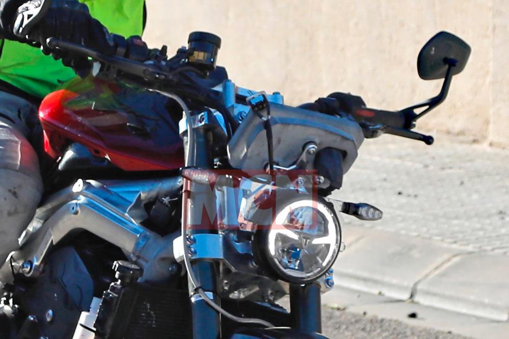 Triumph Street Triple prototype spied with fairing mount points