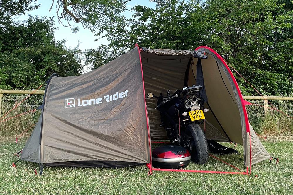 Lone Rider MotoTent review | Space to park the bike inside