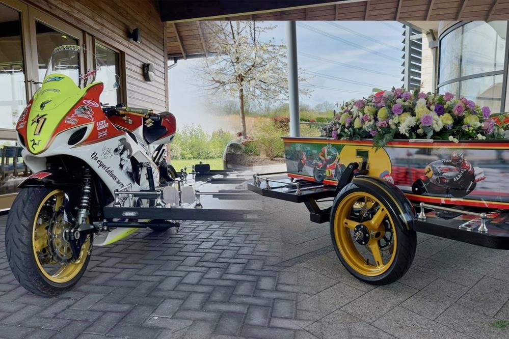 Possibly the world's only superbike-powered hearse gives passed bikers ...