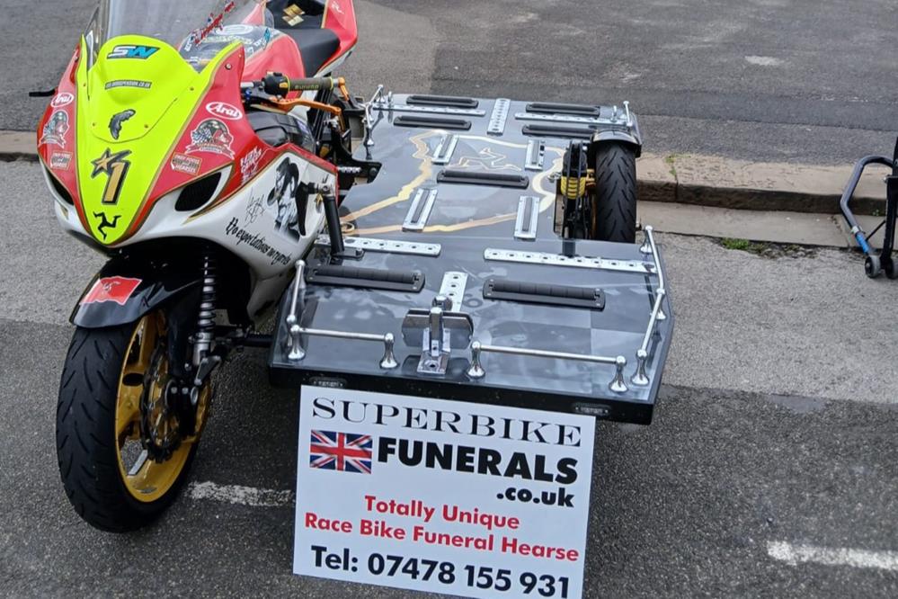 Possibly the world's only superbike-powered hearse gives passed bikers ...