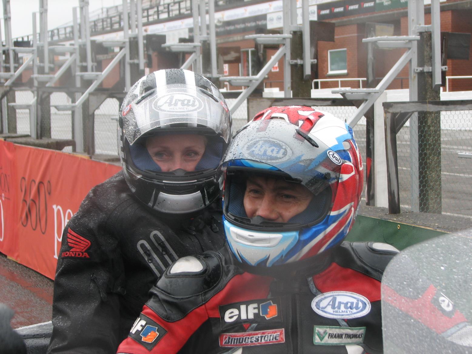 Ron Haslam takes competition winner for a lap of the TT on a Goldwing