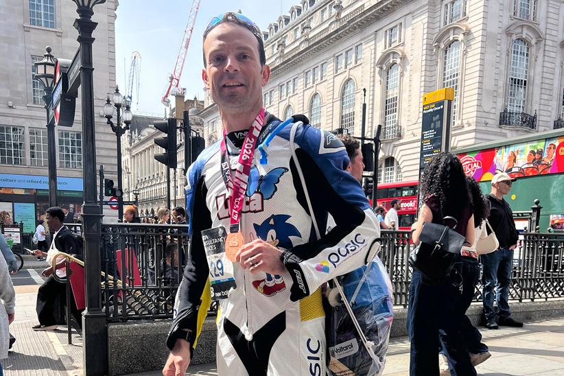 Guintoli raises over £141k by running marathon in leathers