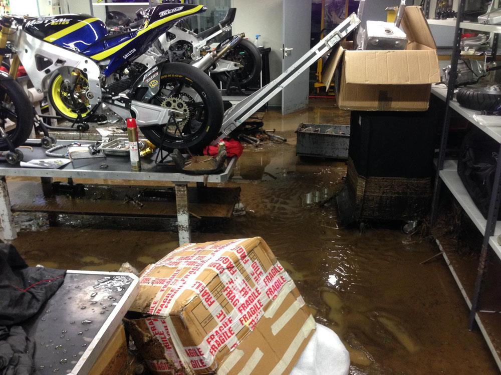 Tech 3 Yamaha workshop damaged by floods