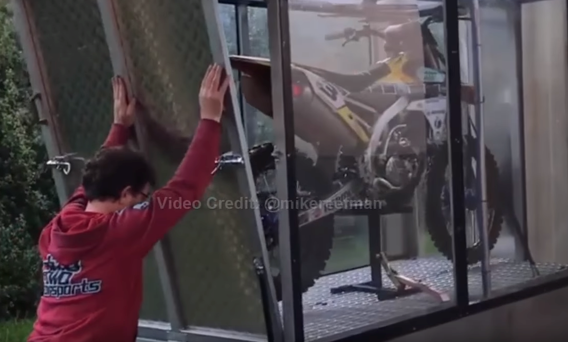 Video: Aussie builds washing machine for his motocross bike