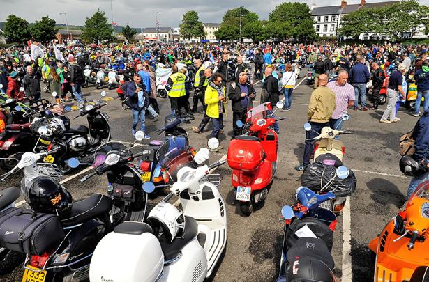 Thousands of Vespas on parade in Belfast