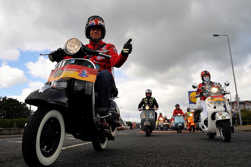 Thousands of Vespas on parade in Belfast