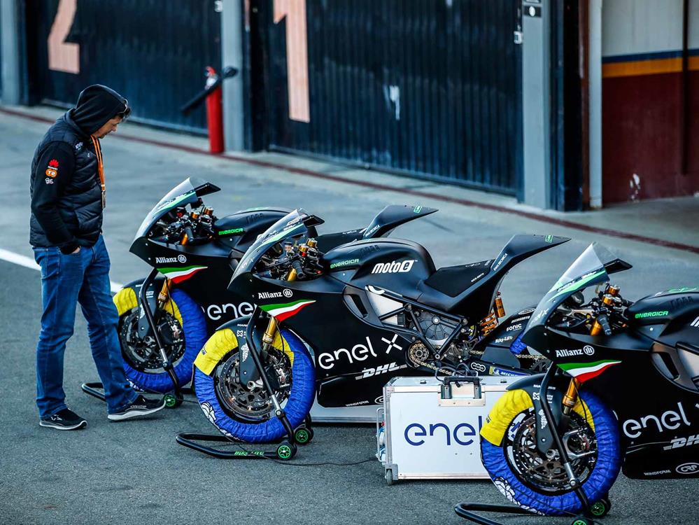 Riding a MotoE-spec Energica Ego Corsa electric motorbike at Valencia