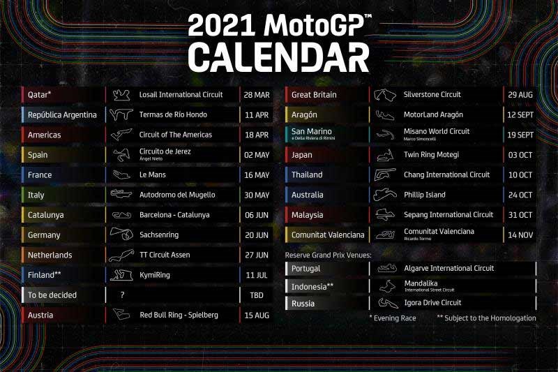 MotoGP: Provisional 2021 calendar revealed